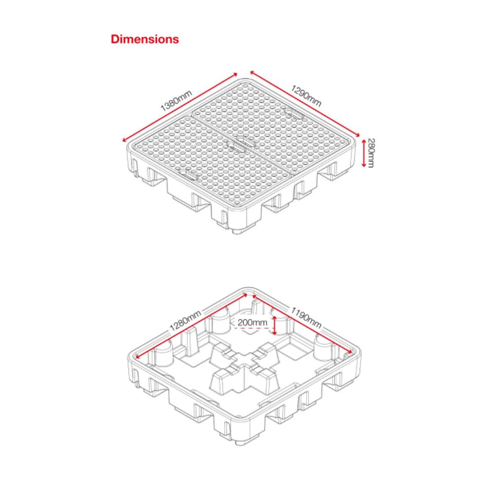 Armorgard 4 Drum Spill Pallet - DBP4 | Construction Site Supplies